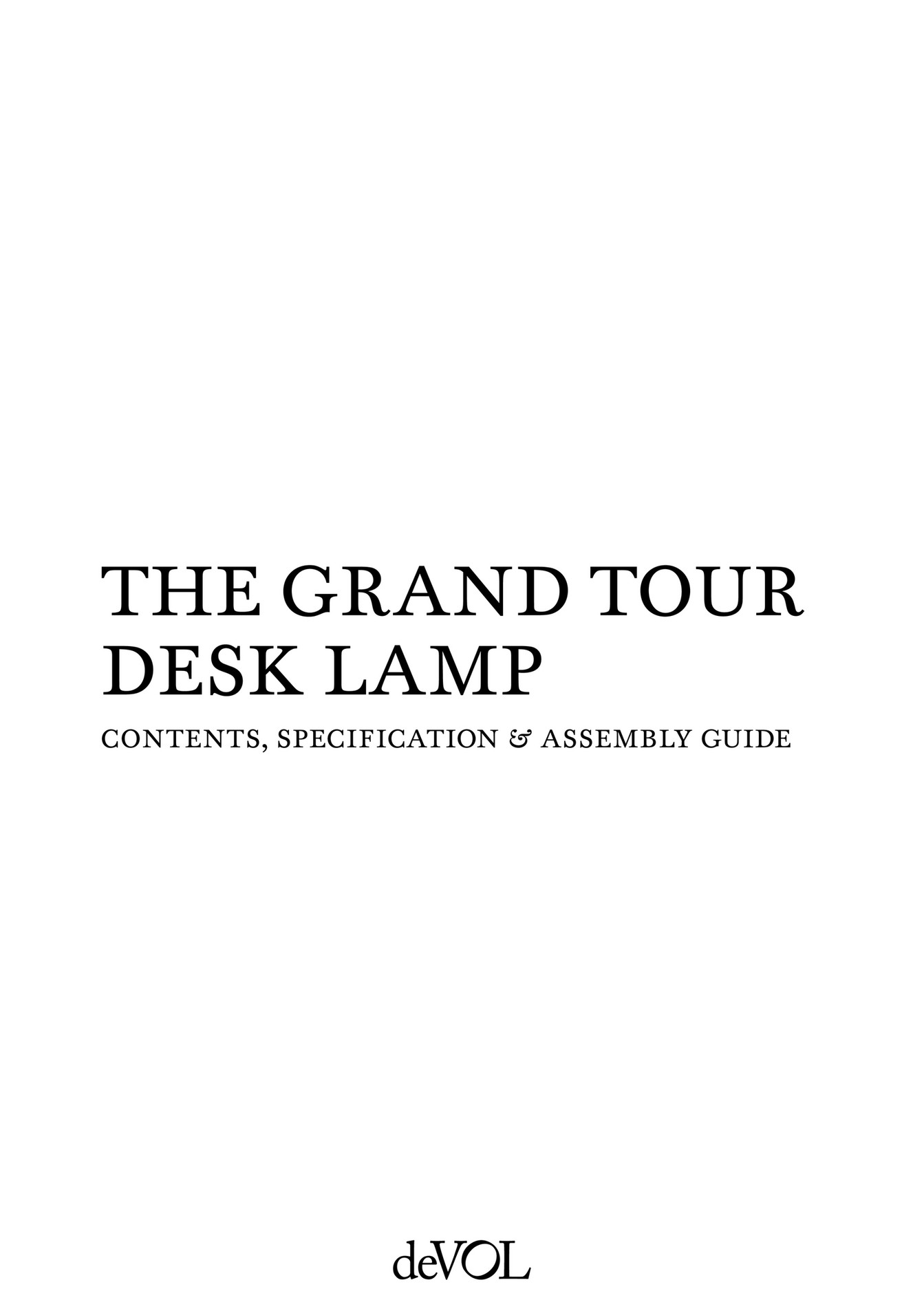 deVOL Kitchens - The Grand Tour Desk Lamp - Contents, Specification ...