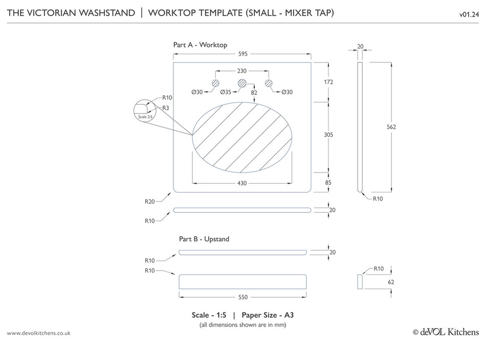 deVOL Kitchens - Worktop_Template_Small_Mixer_Tap - Page 1