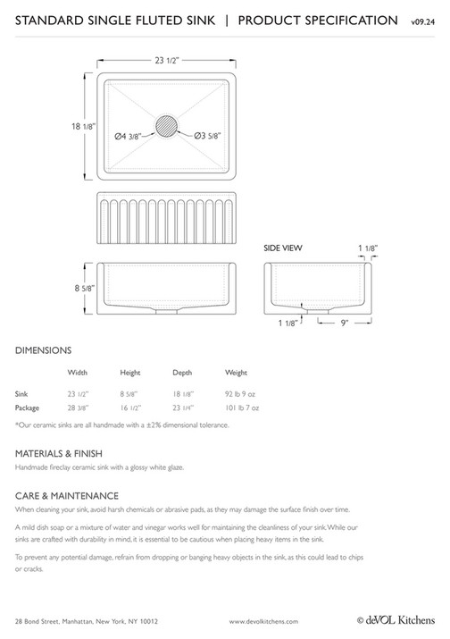 deVOL Kitchens - Standard-Single-Fluted-Sink - Page 1