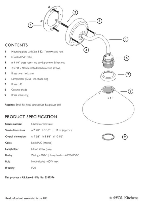 deVOL Kitchens - Mini Creamware Wall Light - US - WEB - Page 2-3