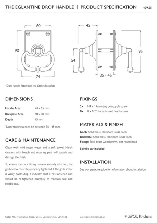 deVOL Kitchens - The Eglantine Drop Handle with Romilly Backplate ...