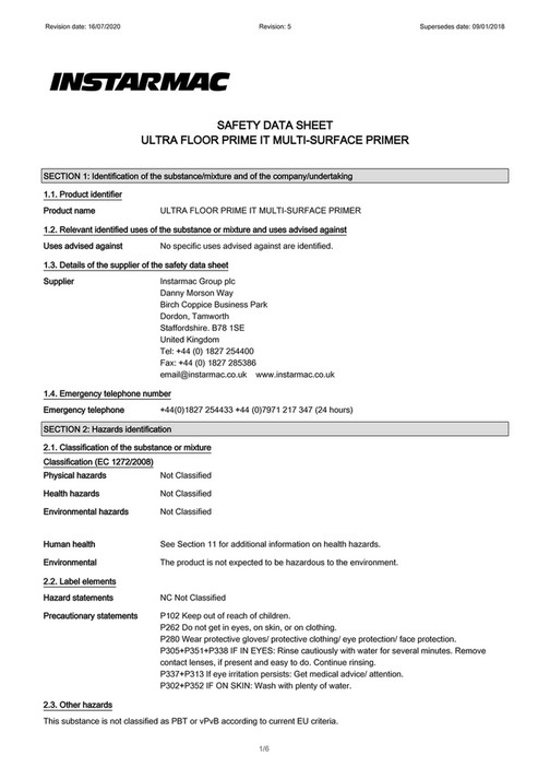 deVOL Kitchens - Ultra Floor - Multi-Surface Primer Safety Data Sheet ...
