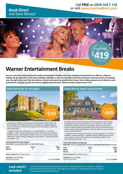 SunriseDirect Coach Holidays Brochure 2024 - Page 6-7 - Created with Publitas.com