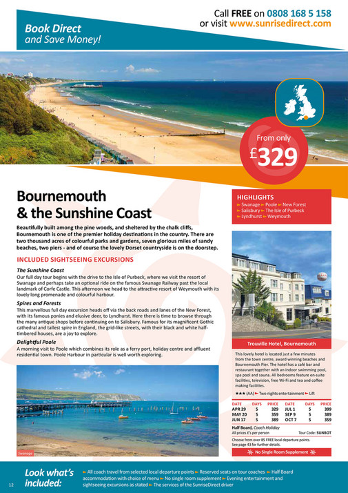 SunriseDirect Coach Holidays Brochure 2024 - Page 12-13 - Created with Publitas.com