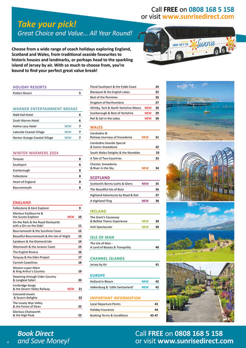 SunriseDirect Coach Holidays Brochure 2024 - Page 4-5 - Created with ...