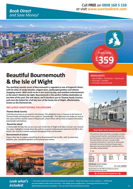 SunriseDirect Coach Holidays Brochure 2024 - Page 12-13 - Created with Publitas.com