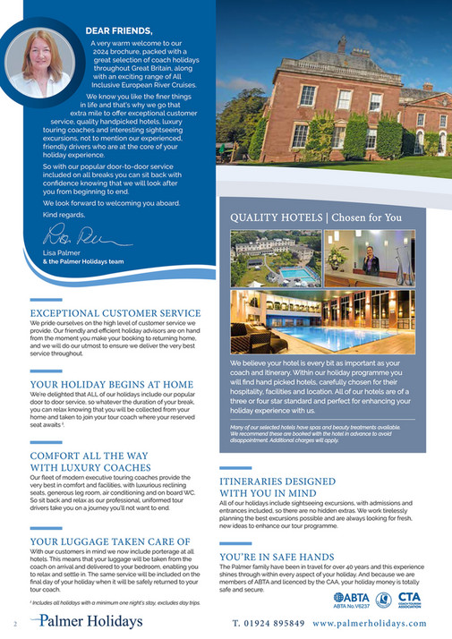 Palmer Holidays Brochure 2024 - Page 2-3 - Created with Publitas.com