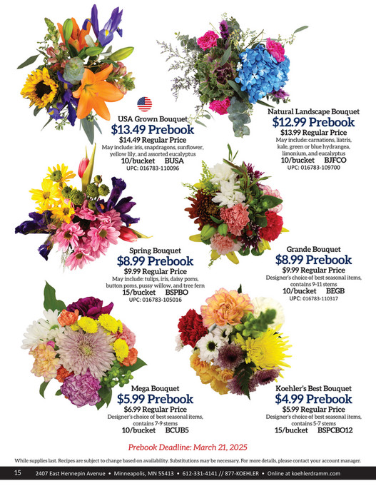 Koehler & Dramm Wholesale Florist - Spring 2025 Catalog - Page 14-15 - Created with Publitas.com
