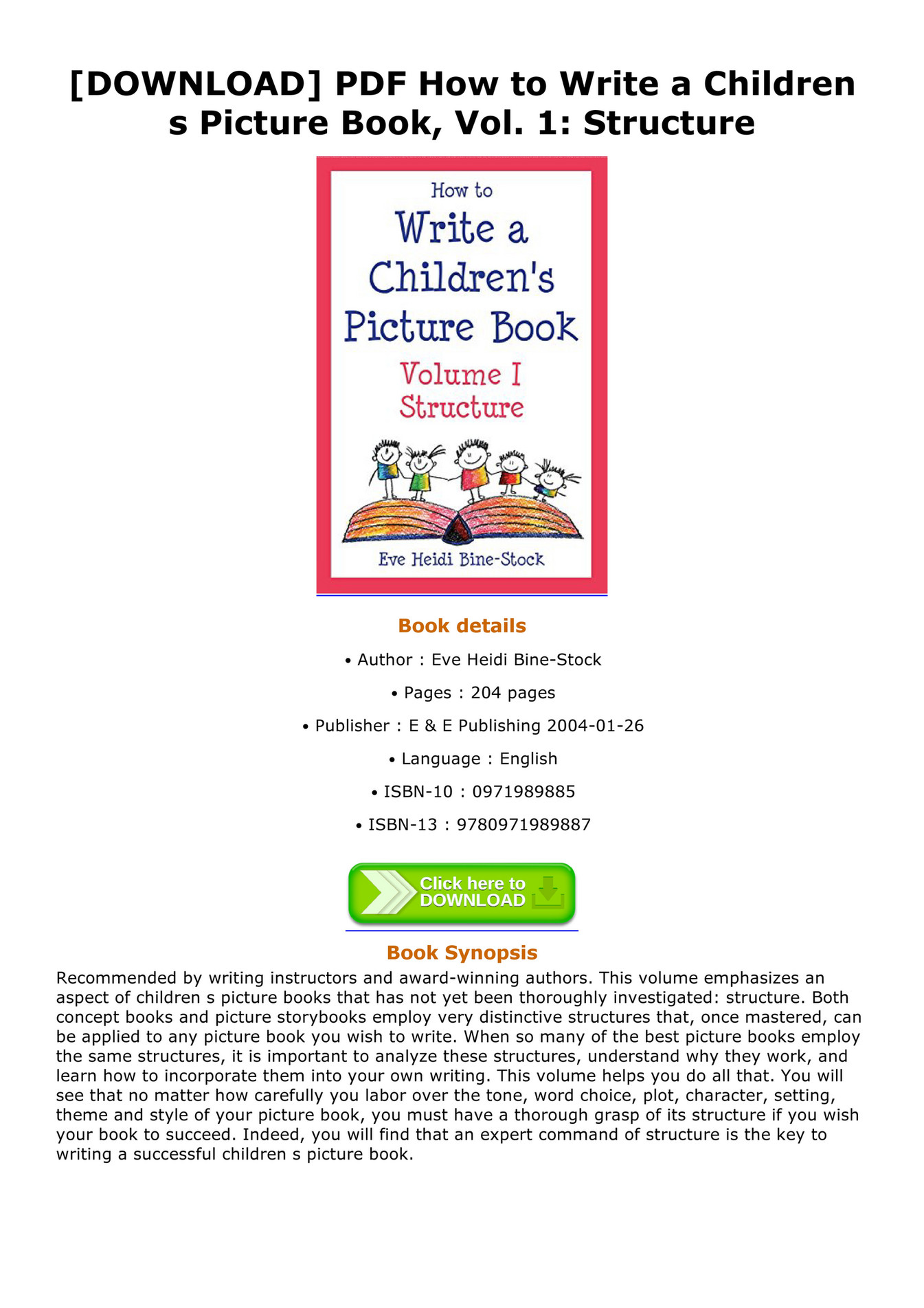 Jazmin - DOWNLOAD PDF How to Write a Children s Picture Book Vol 1 ...