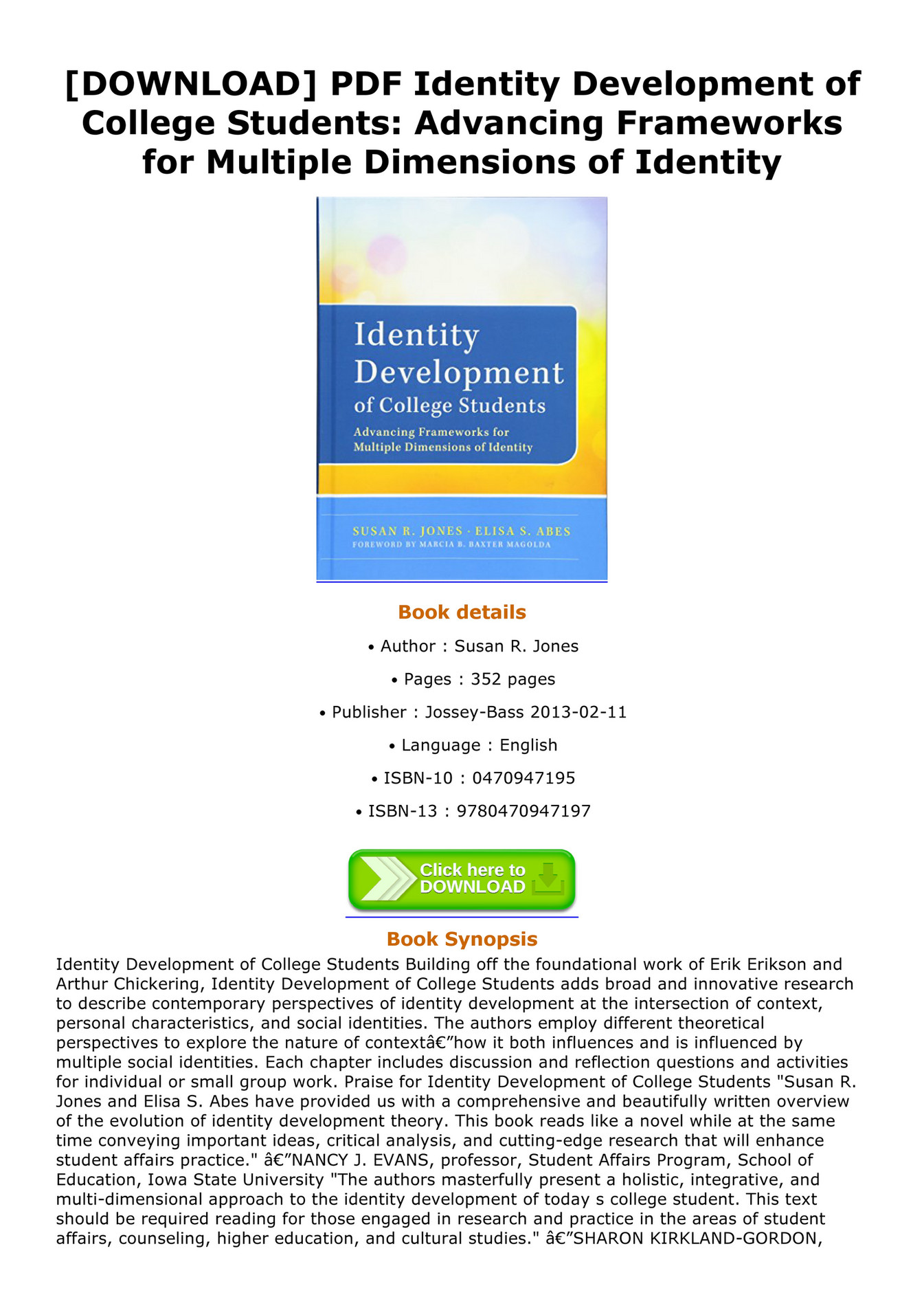 Jazmin DOWNLOAD PDF Identity Development Of College Students Jazmin DOWNLOAD PDF Identity Development Of College Students