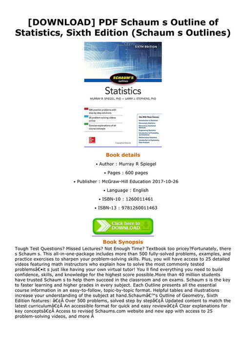 Becker - DOWNLOAD PDF Schaum s Outline of Statistics Sixth Edition ...