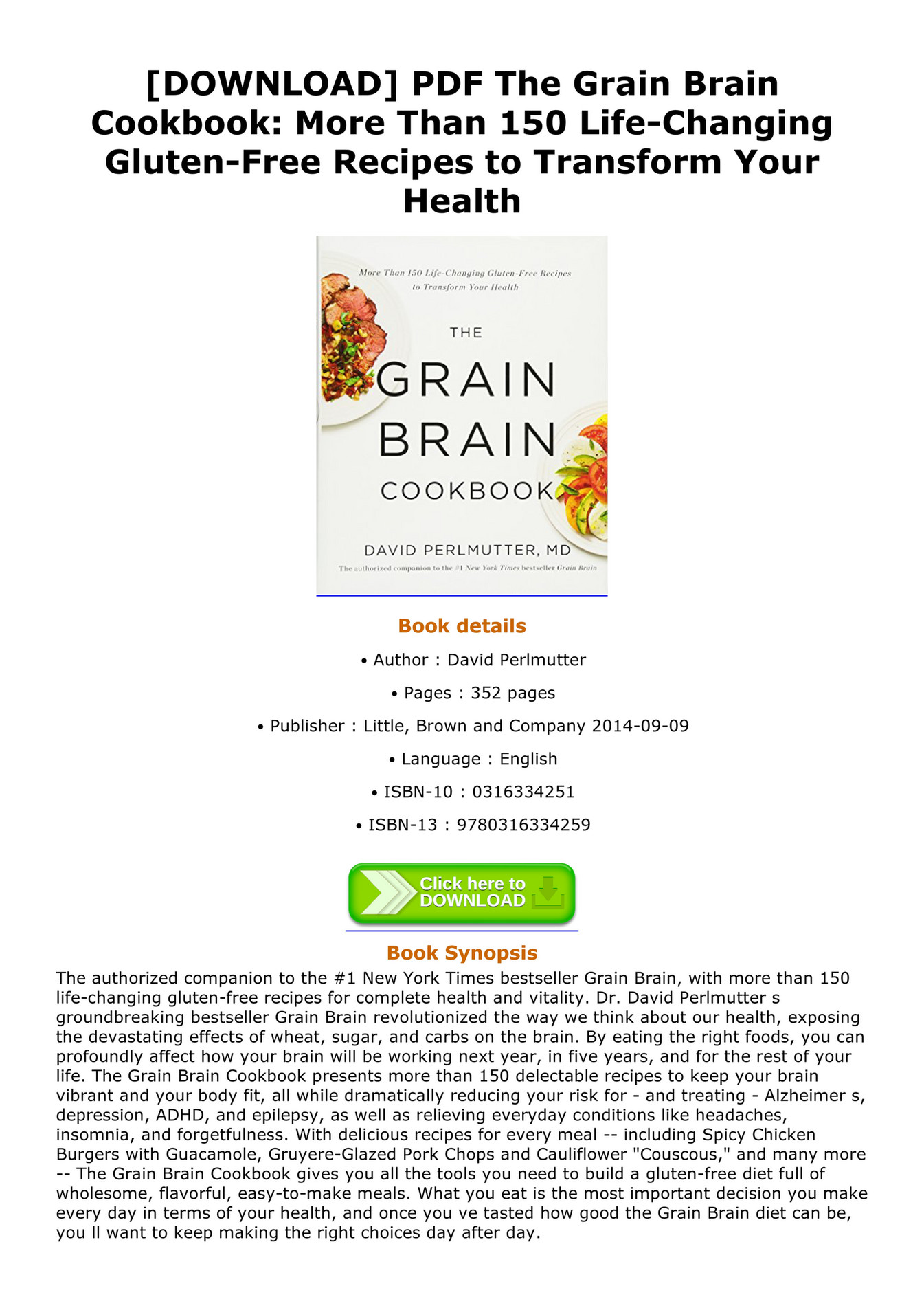Fernando - DOWNLOAD PDF The Grain Brain Cookbook More Than 150 Life ...