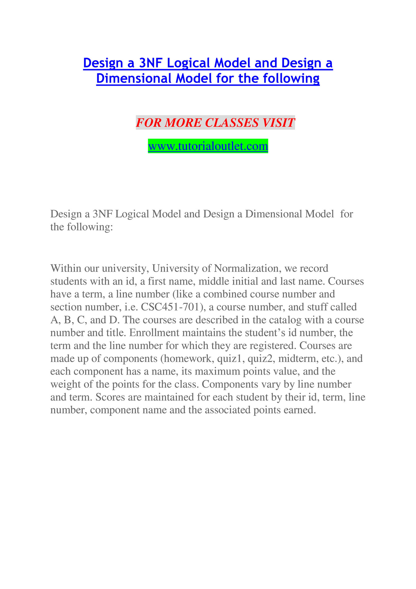 My publications - Design a 3NF Logical Model Endless Education ...