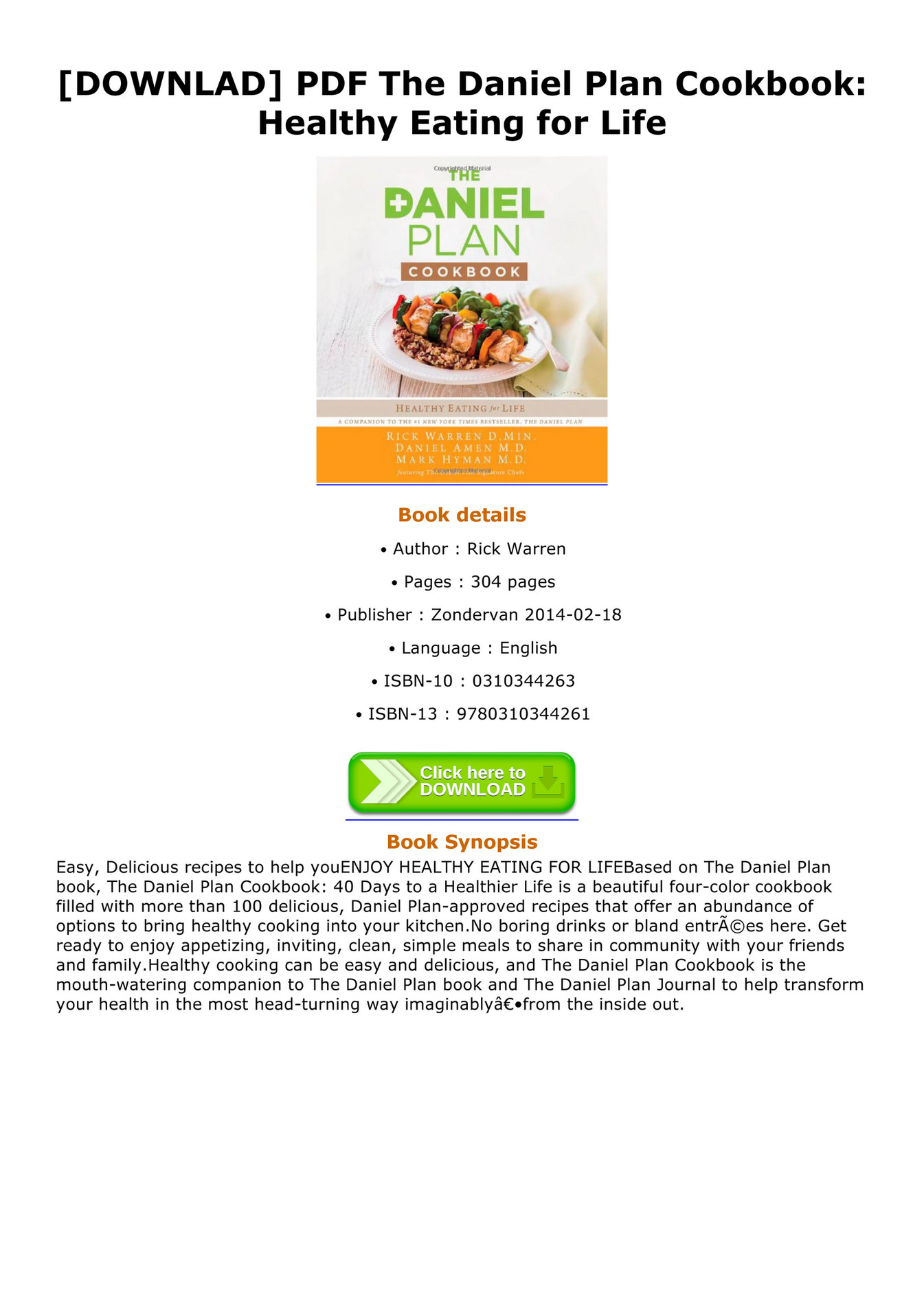 Lux - DOWNLAD PDF The Daniel Plan Cookbook Healthy Eating for Life ...