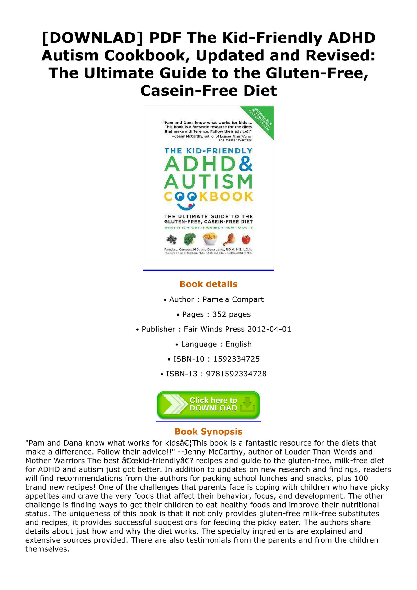 Glover BOOK - DOWNLAD PDF The Kid Friendly ADHD Autism Cookbook Updated ...