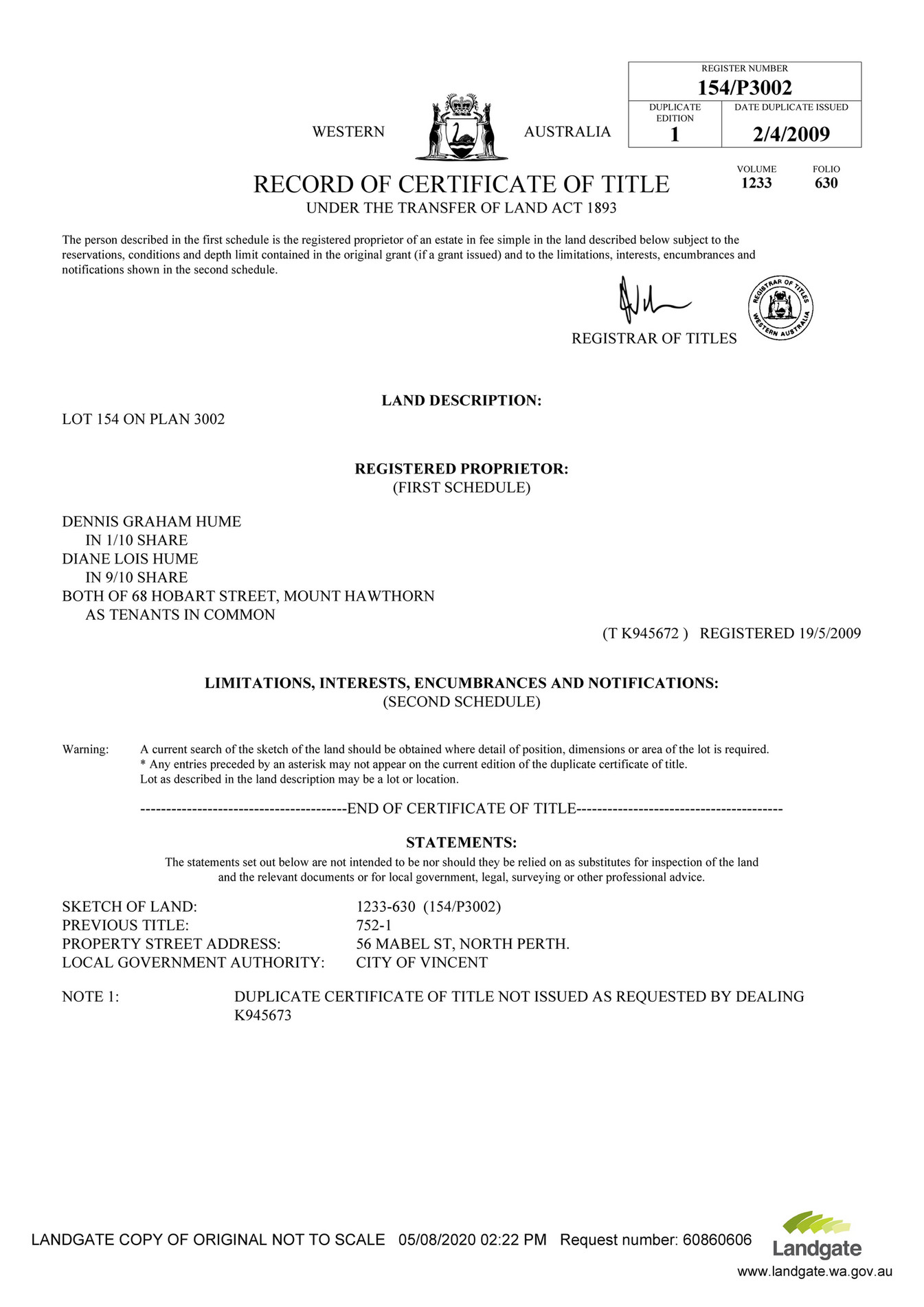 Abel Property - Certificate-of-Title-with-Sketch-1233-630-Certificate ... Abel Property - Certificate-of-Title-with-Sketch-1233-630-Certificate ...
