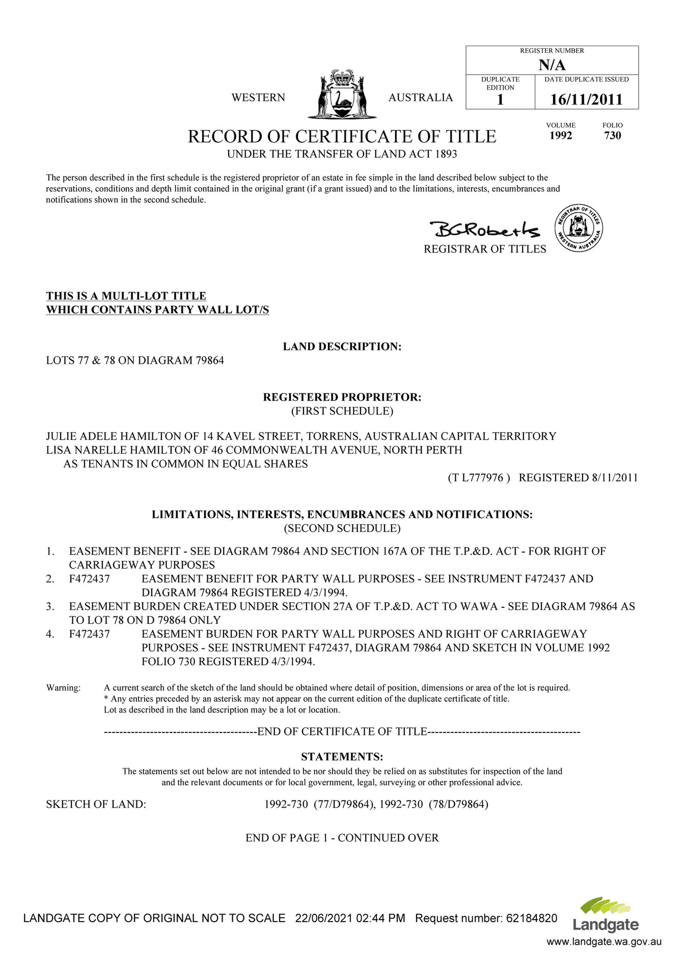 Abel Property - Certificate-of-Title-with-Sketch-1992-730-Certificate ... Abel Property - Certificate-of-Title-with-Sketch-1992-730-Certificate ...