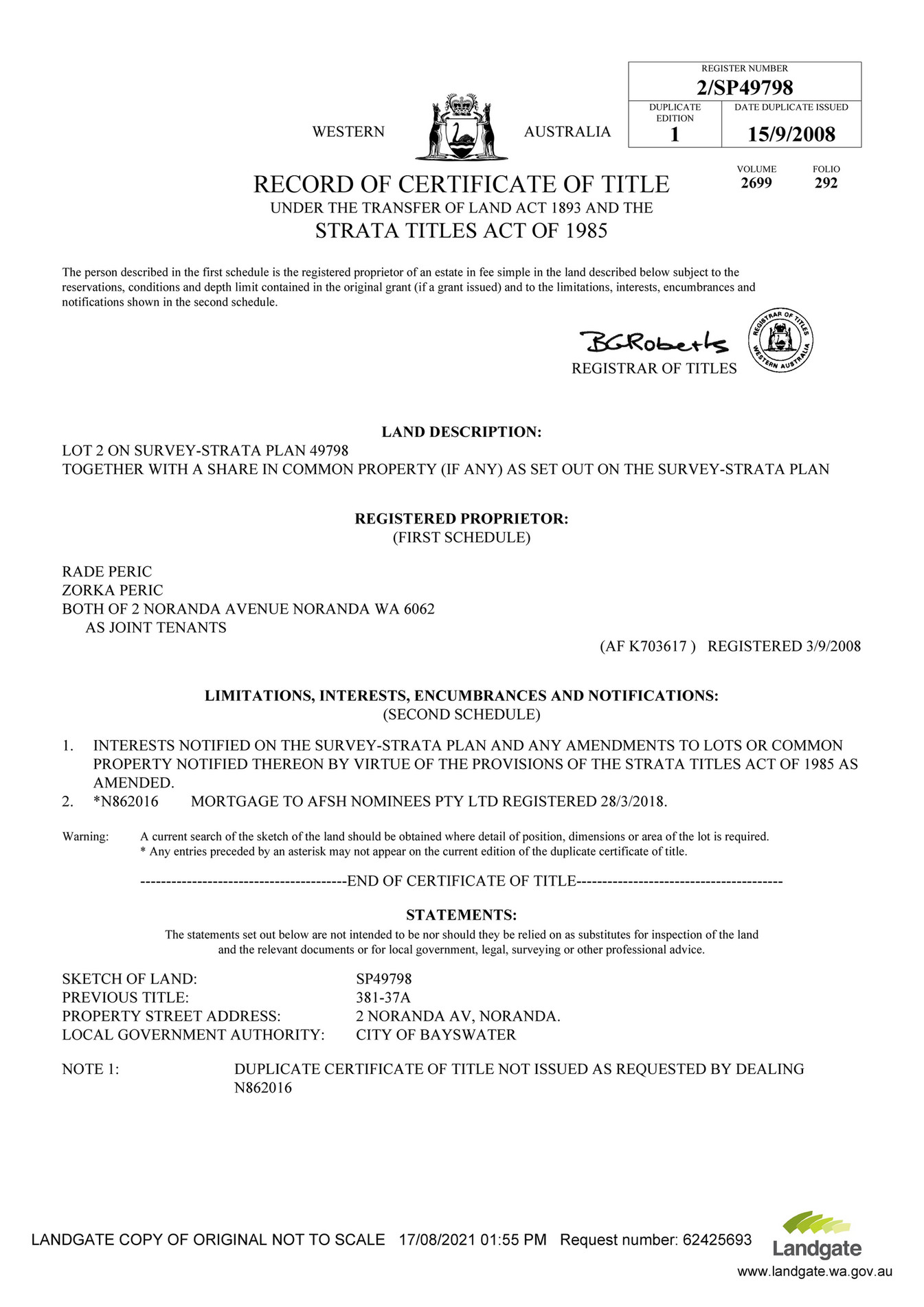 Abel Property - certificate-of-title-2699-292 - Page 1 - Created with ... Abel Property - certificate-of-title-2699-292 - Page 1 - Created with ...