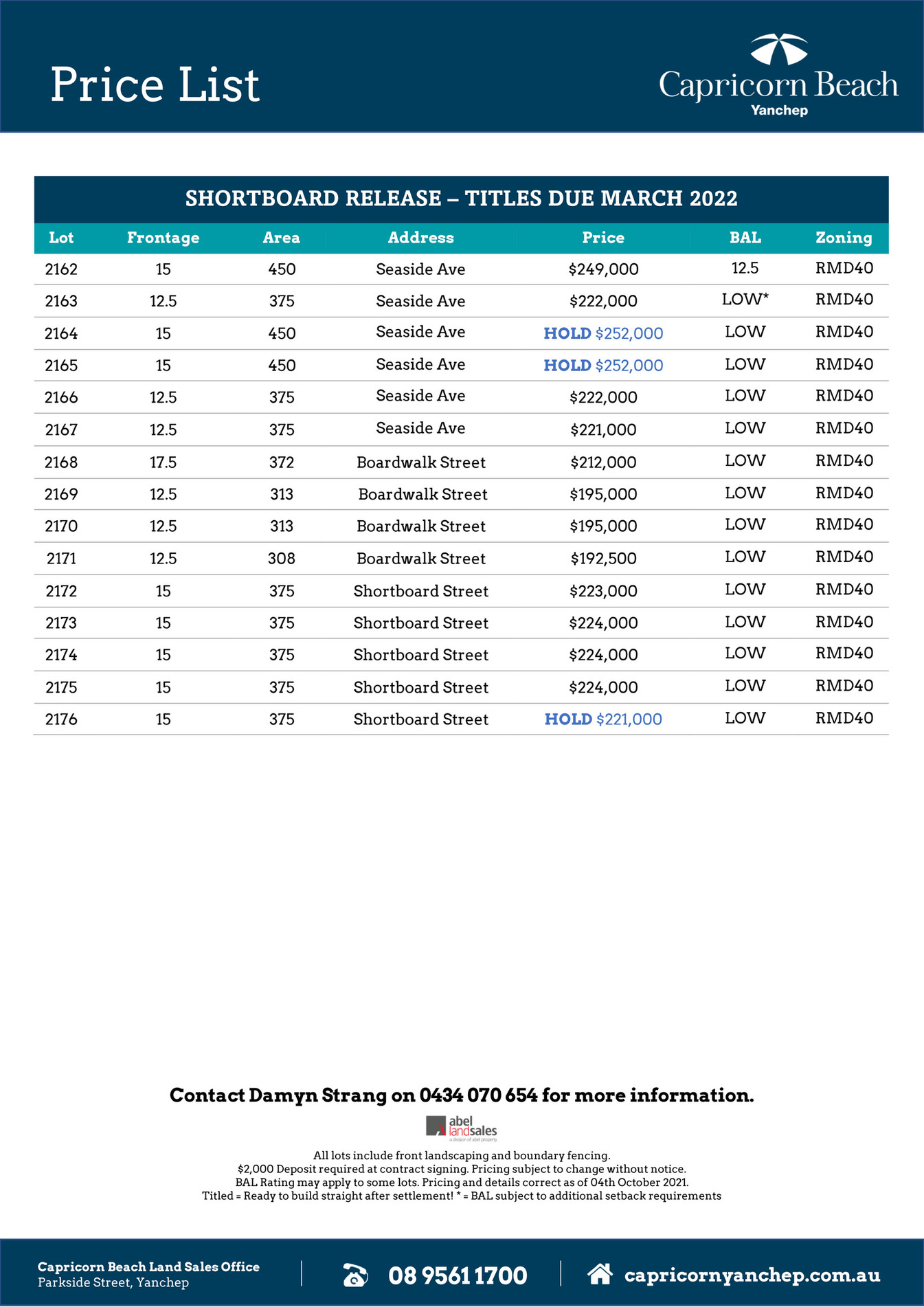 Abel Property - CB Price List and Stage Plans 211004 - Page 1 - Created ...