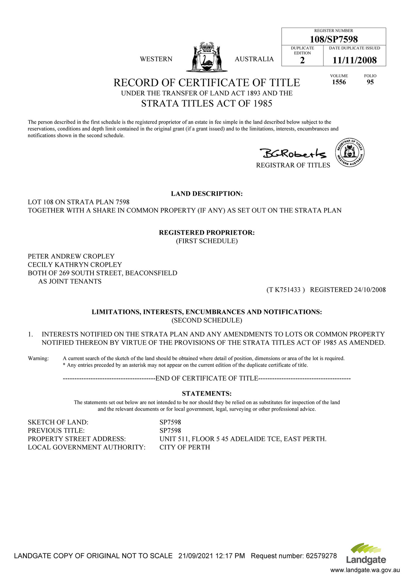 Abel Property - certificate-of-title-1556-95 - Page 1 - Created with ... Abel Property - certificate-of-title-1556-95 - Page 1 - Created with ...