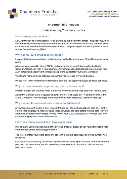 Abel Property - Important Strata Levy Information - Page 1 - Created ...
