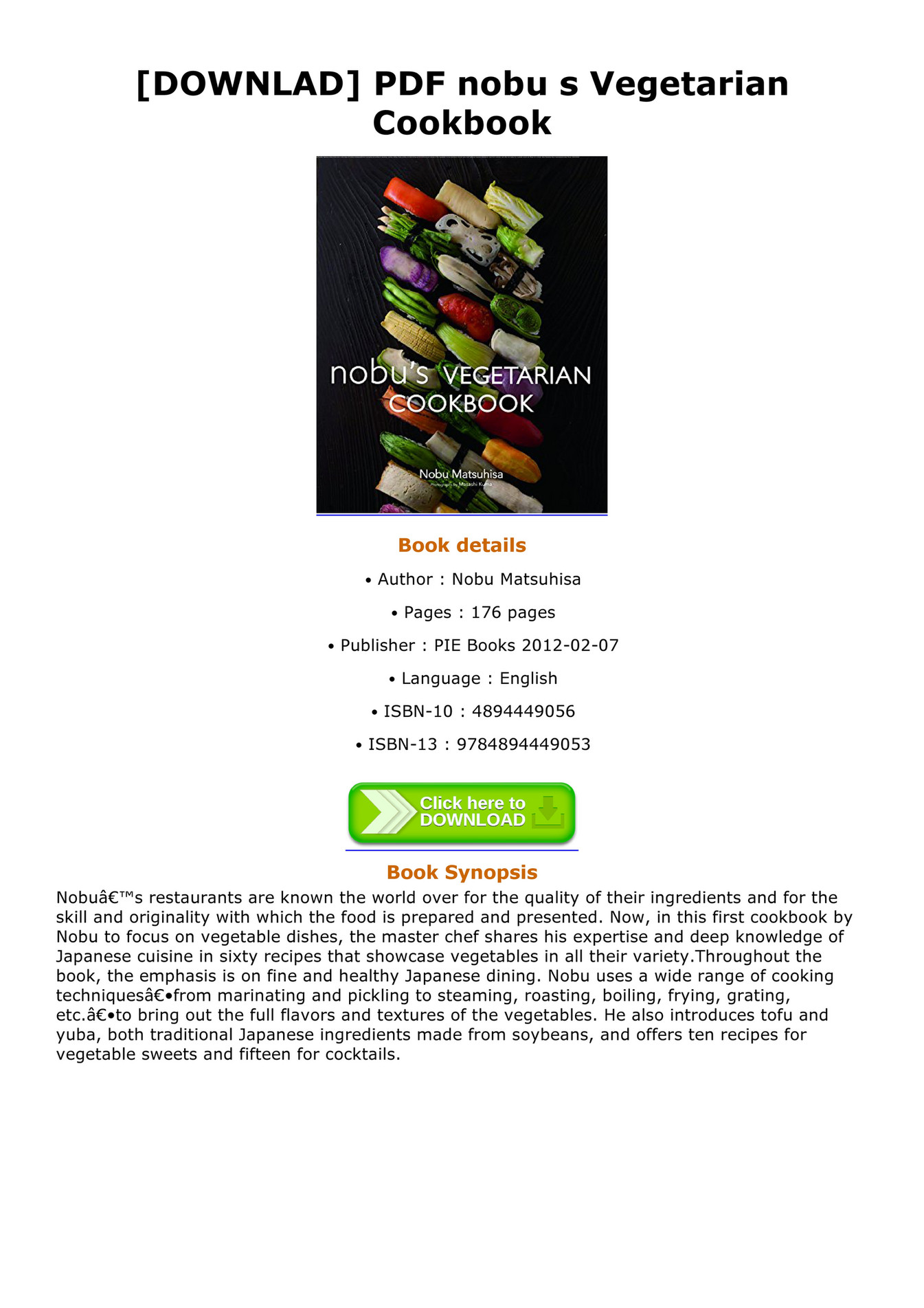 Burl - DOWNLAD PDF nobu s Vegetarian Cookbook - Page 1 - Created with ...