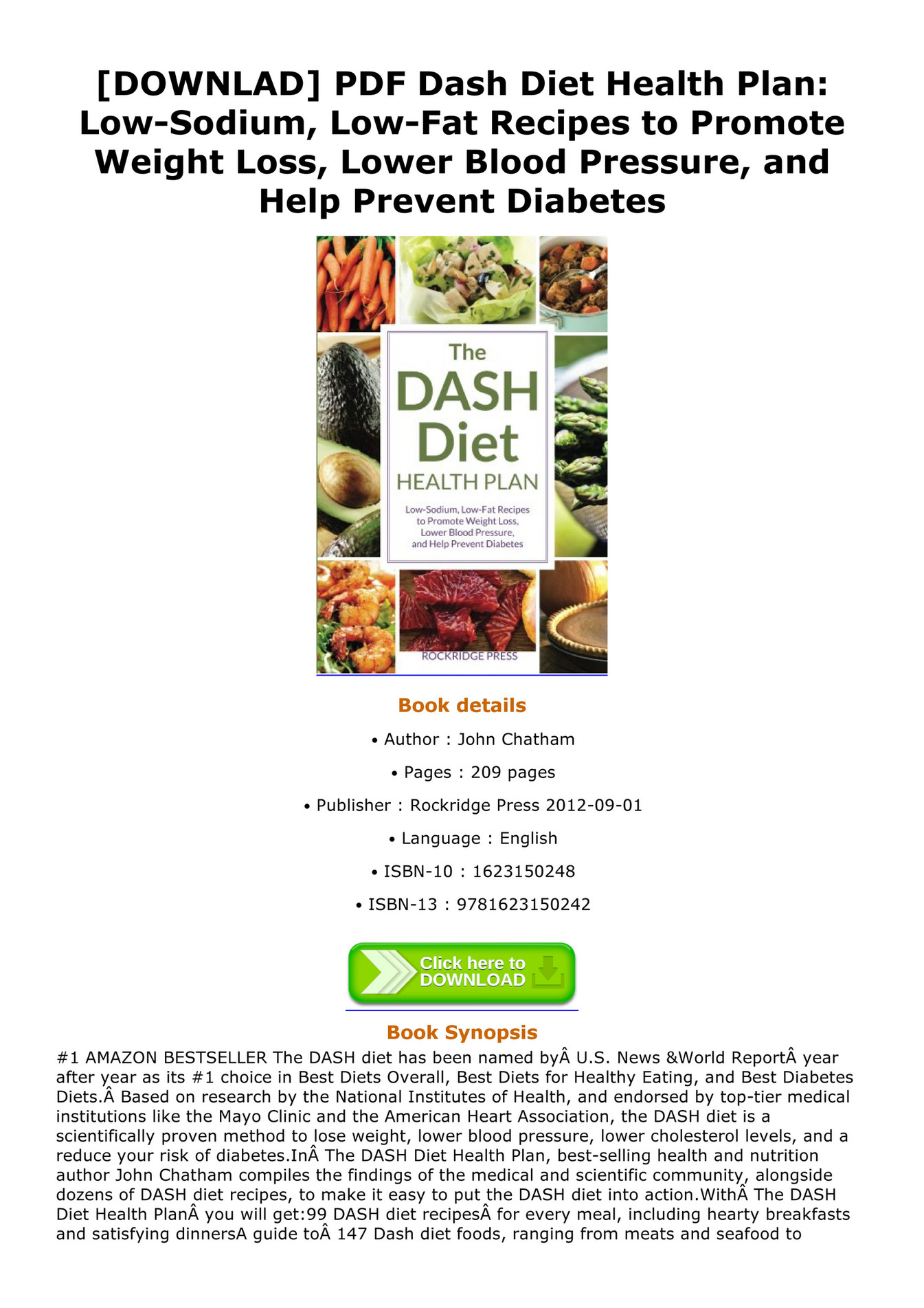 Six - DOWNLAD PDF Dash Diet Health Plan Low Sodium Low Fat Recipes to ...