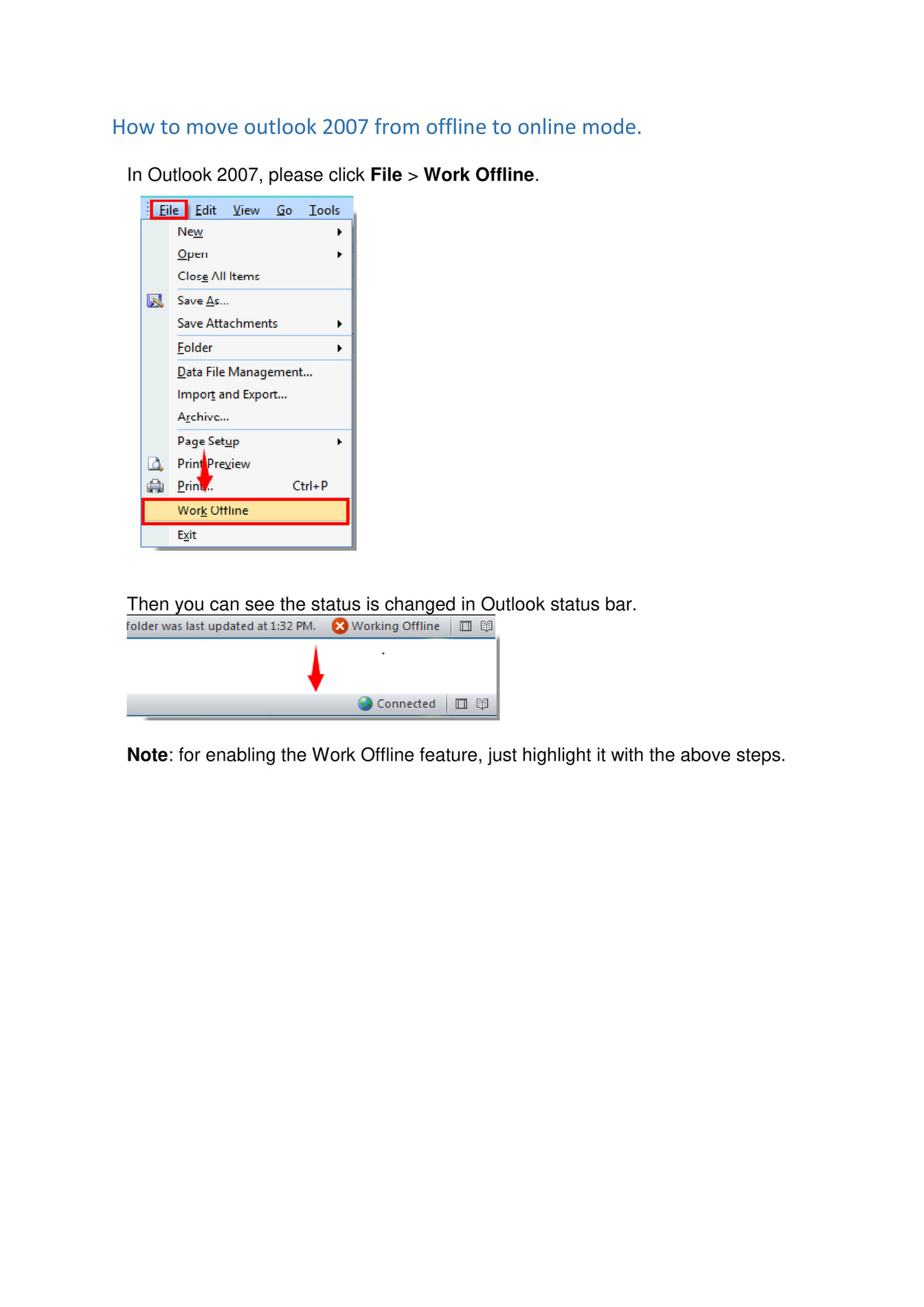 Self How To Move Outlook 2007 From Offline To Online Mode Page 1 self-how-to-move-outlook-2007-from-offline-to-online-mode-page-1