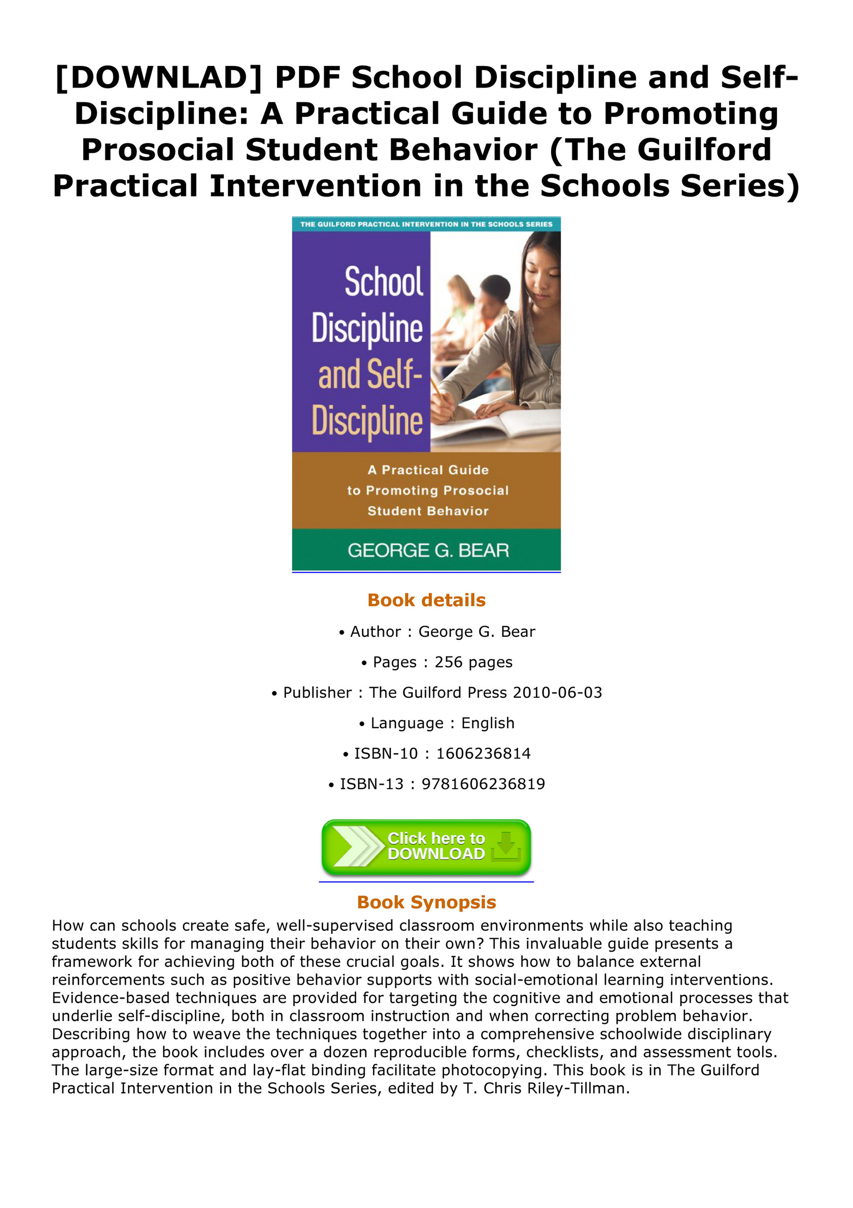 Self Discipline In School