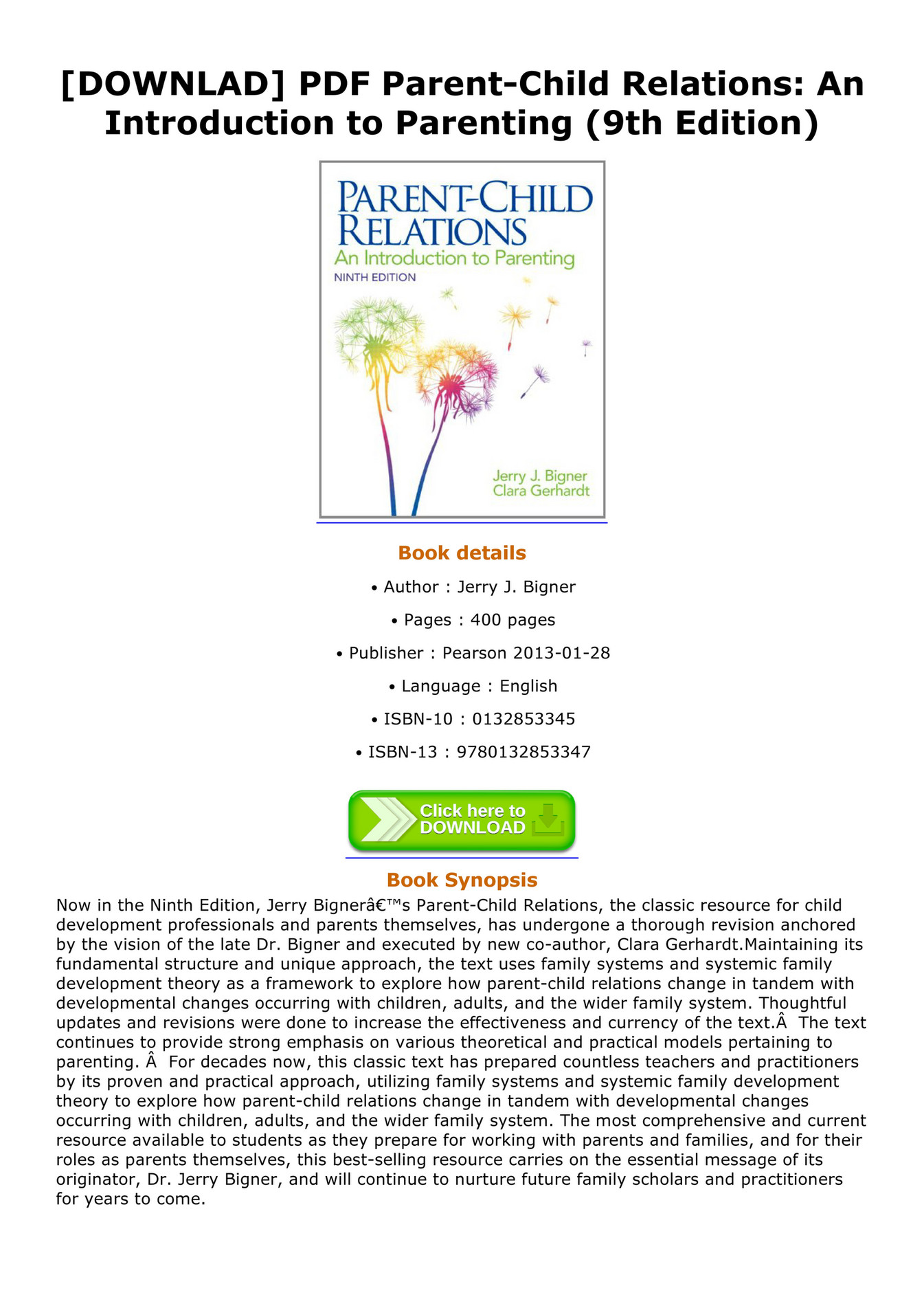 Carrol - DOWNLAD PDF Parent Child Relations An Introduction to ...