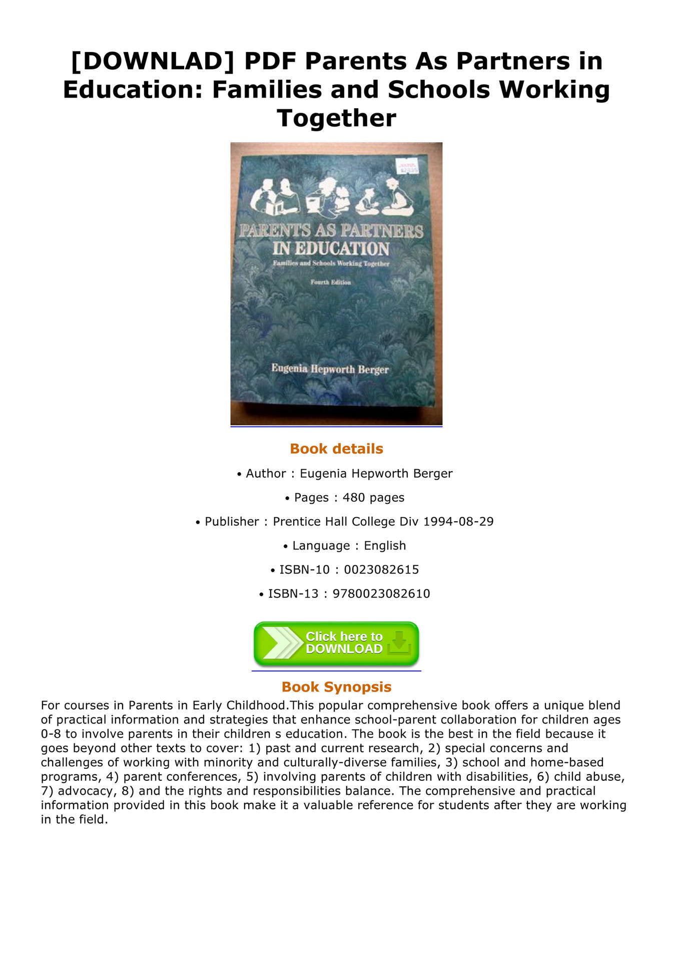 Claussen - DOWNLAD PDF Parents As Partners in Education Families and ...