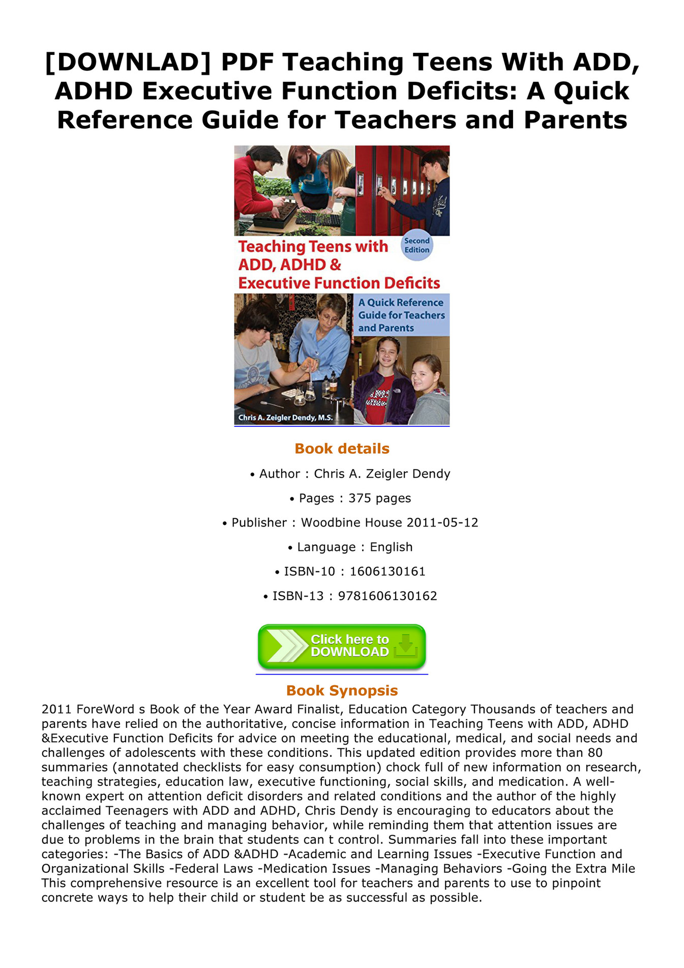 Stephen - DOWNLAD PDF Teaching Teens With ADD ADHD Executive Function ...