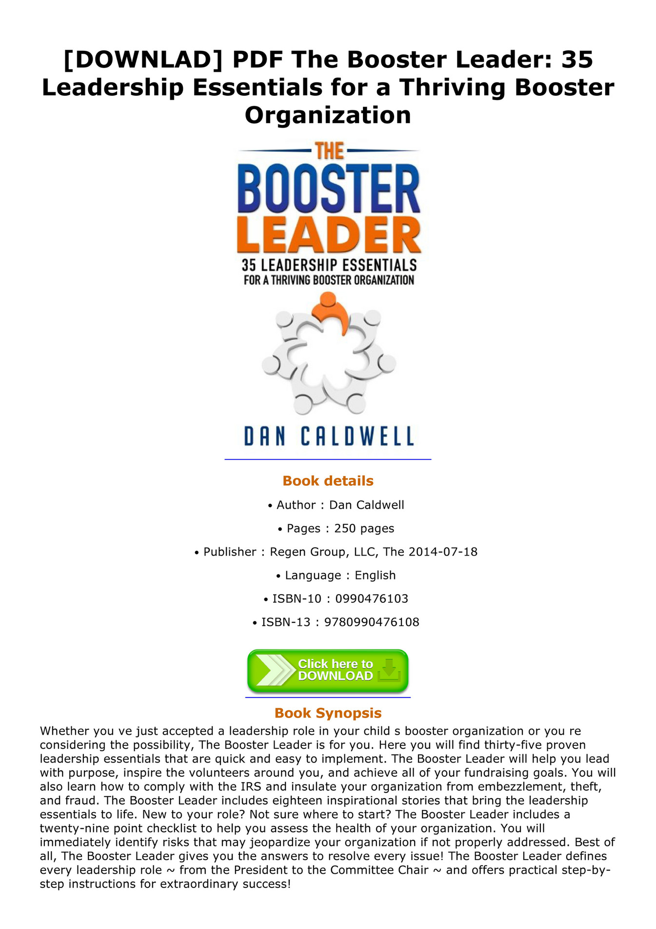 Stephen - DOWNLAD PDF The Booster Leader 35 Leadership Essentials for a ...