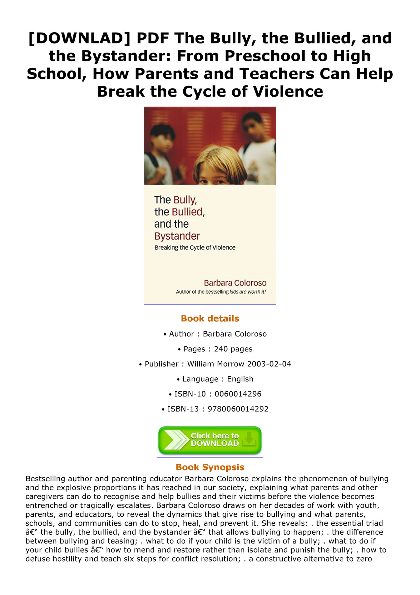 Stephen - DOWNLAD PDF The Bully the Bullied and the Bystander From ...