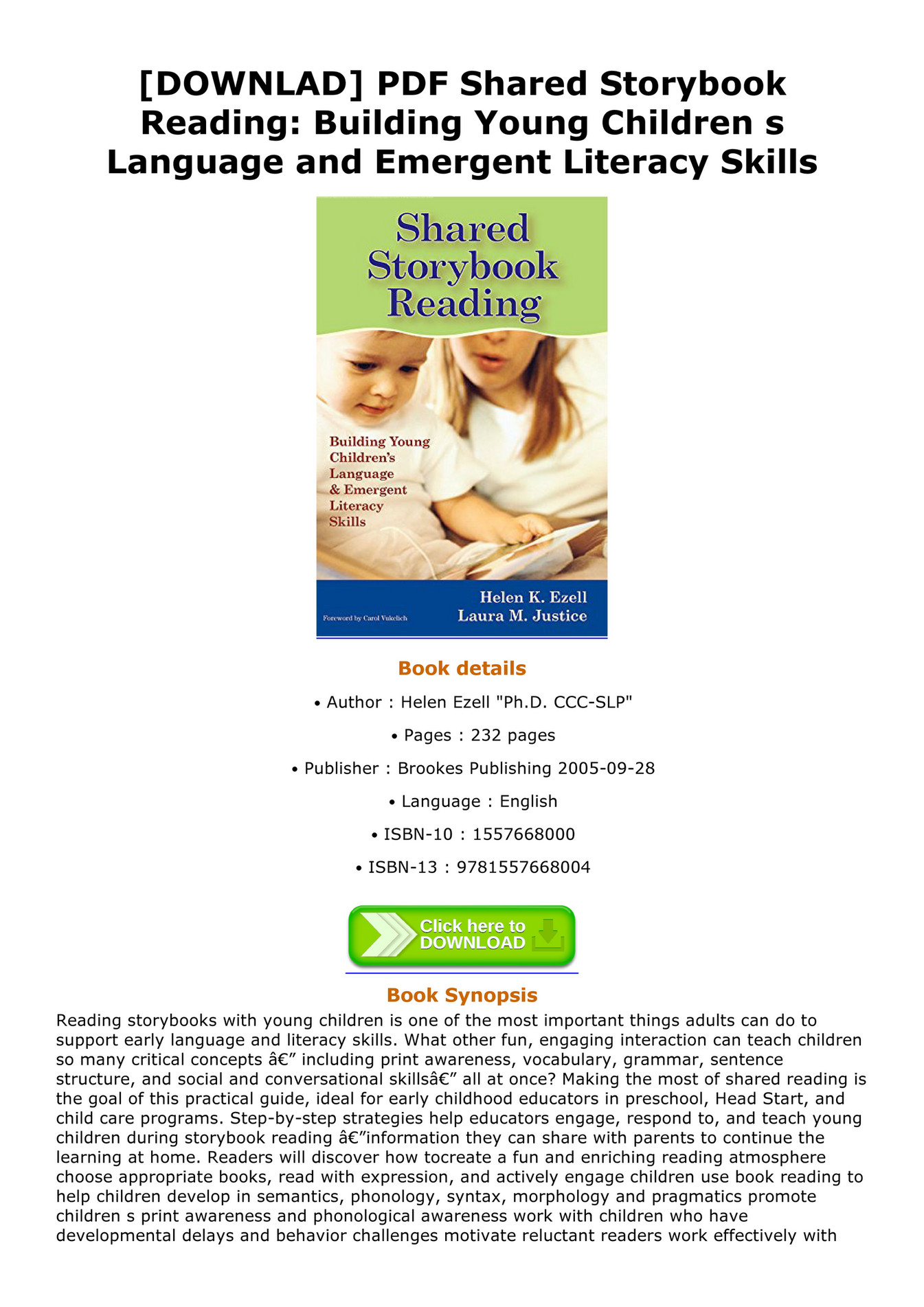 Alva - DOWNLAD PDF Shared Storybook Reading Building Young Children s ...