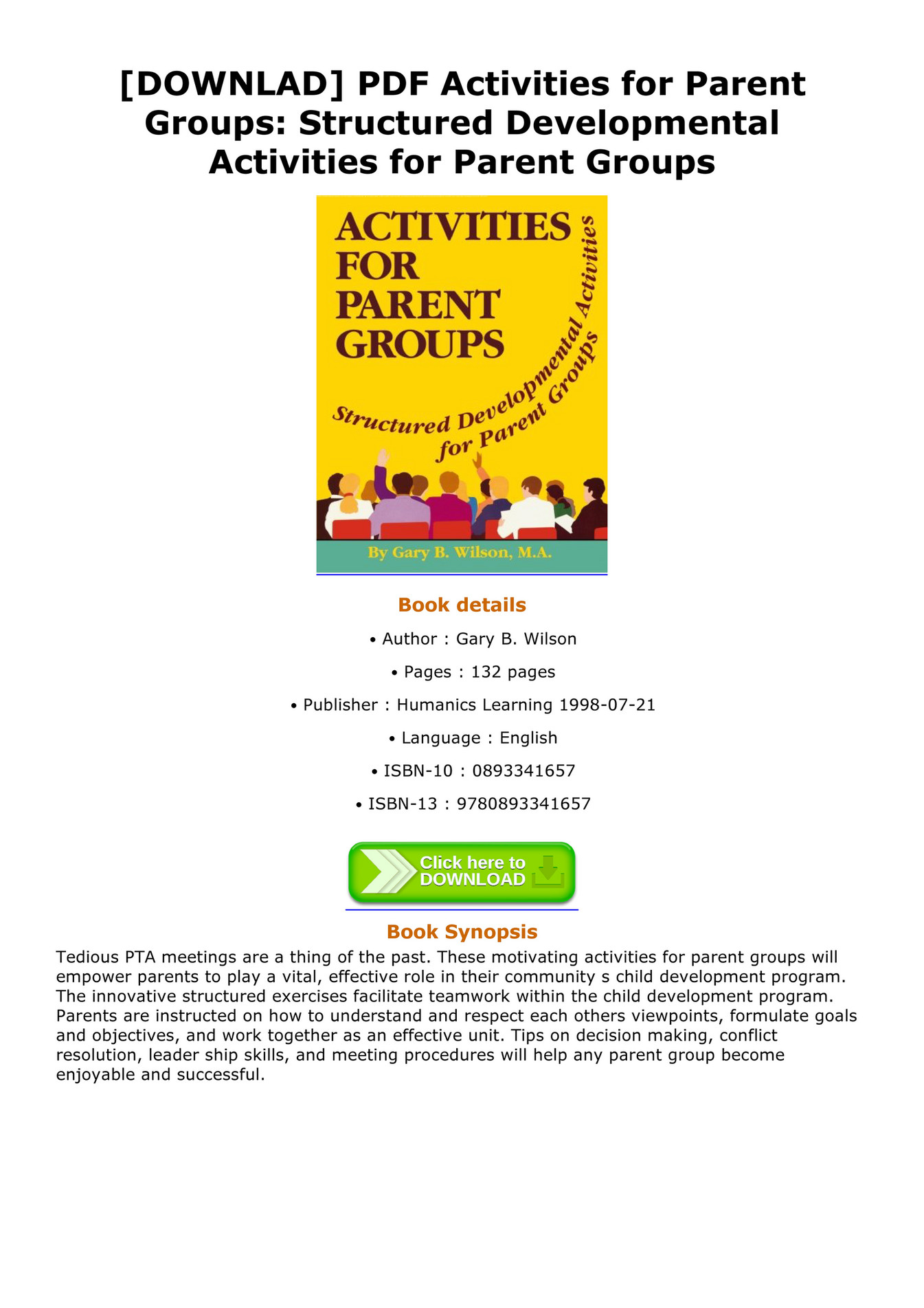 Nesbit - DOWNLAD PDF Activities for Parent Groups Structured ...
