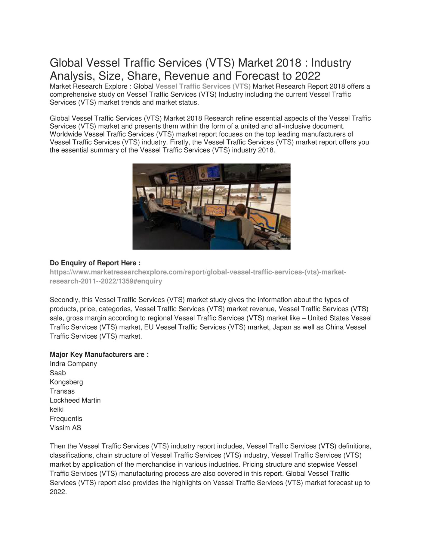 Market Research Explore - Global Vessel Traffic Services - Page 1 ... Market Research Explore - Global Vessel Traffic Services - Page 1 ...