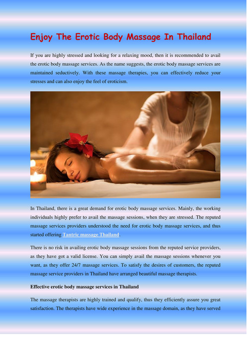 Volcano Tantra Massage Enjoy The Erotic Body Massage In Thailand