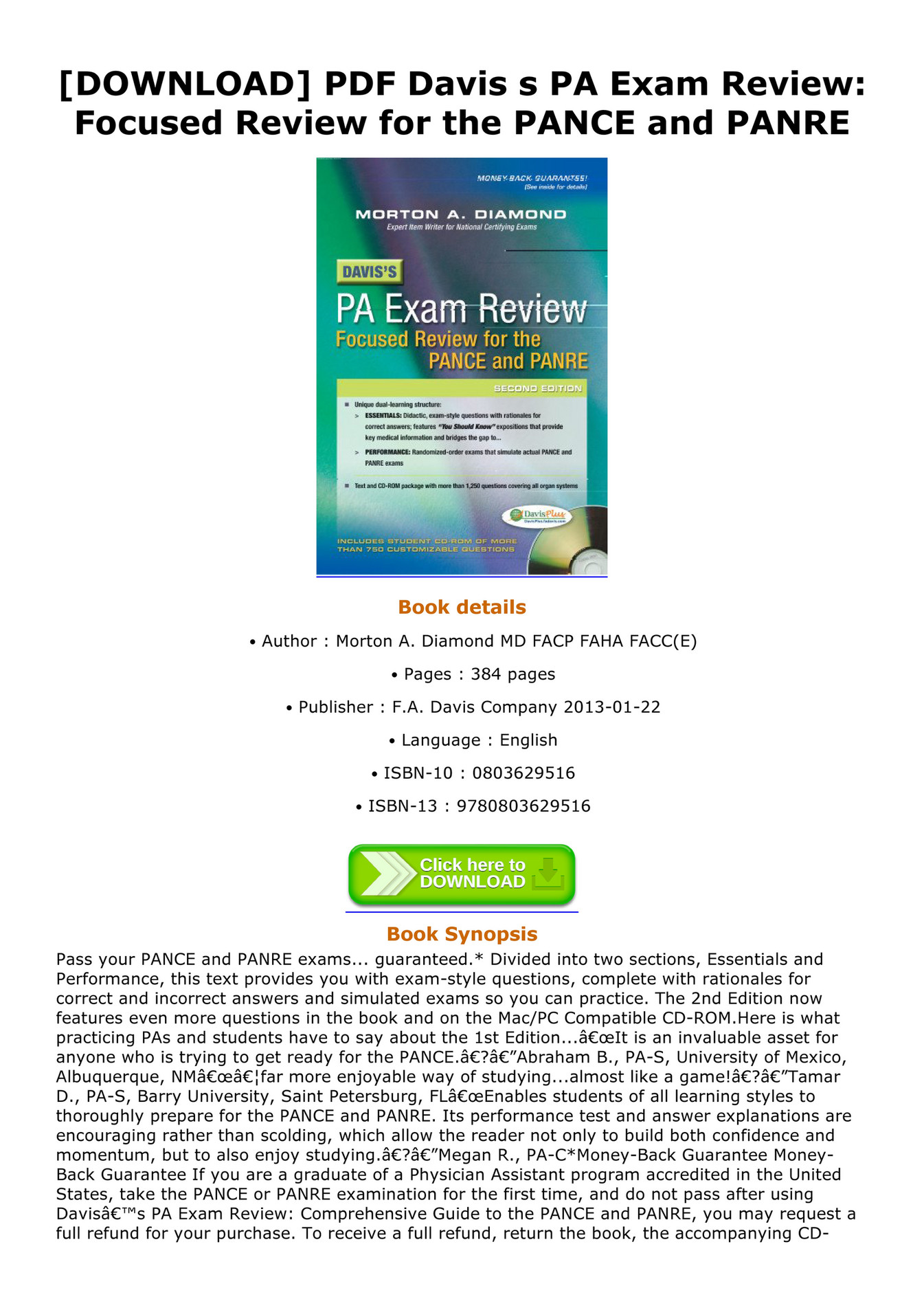 EDUCATION BOOK FREE [DOWNLOAD] ODIS - DOWNLOAD PDF Davis s PA Exam ...