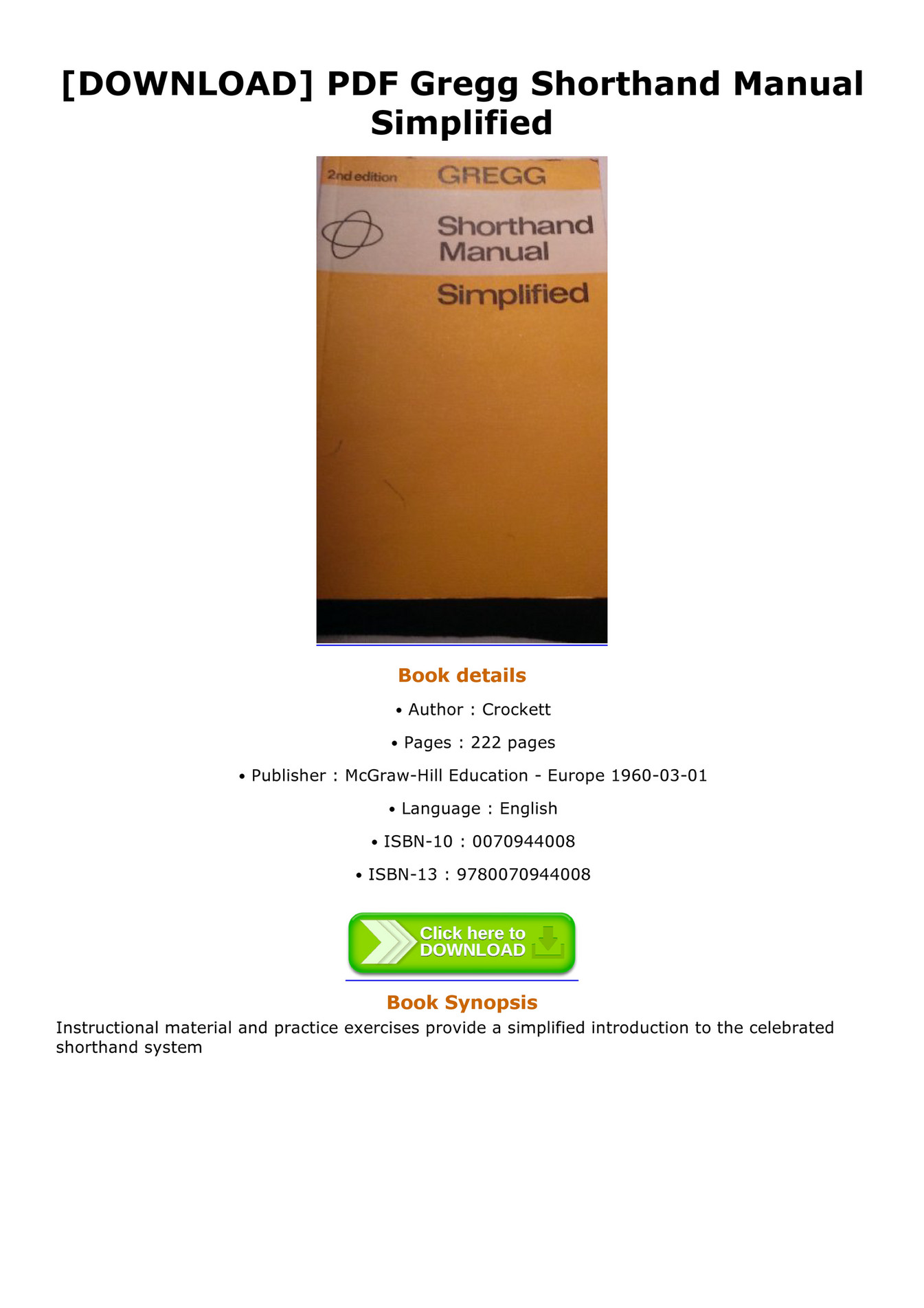 EDUCATION BOOK FREE [DOWNLOAD] ODIS - DOWNLOAD PDF Gregg Shorthand ...