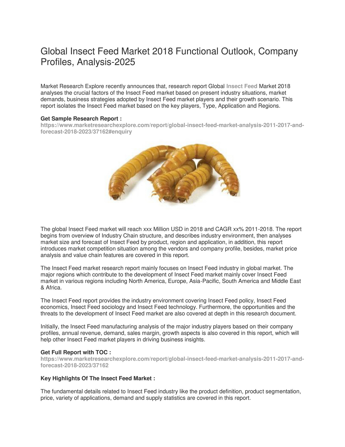 My publications - Global Insect Feed Market 2018 Functional Outlook ...