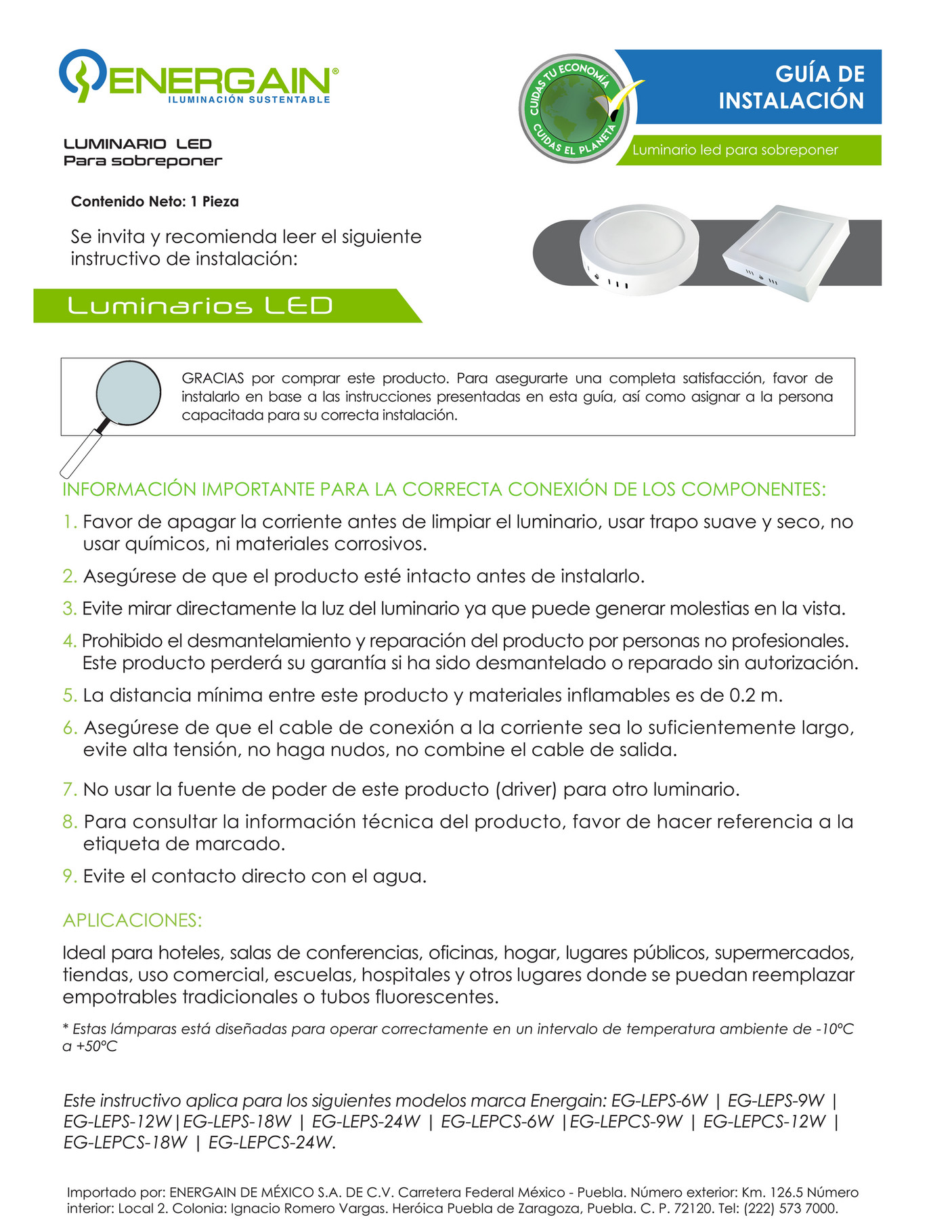 energain - INSTALLATION_MANUAL-EG-LEPCS-9W - Página 1 - Created with Publitas.com