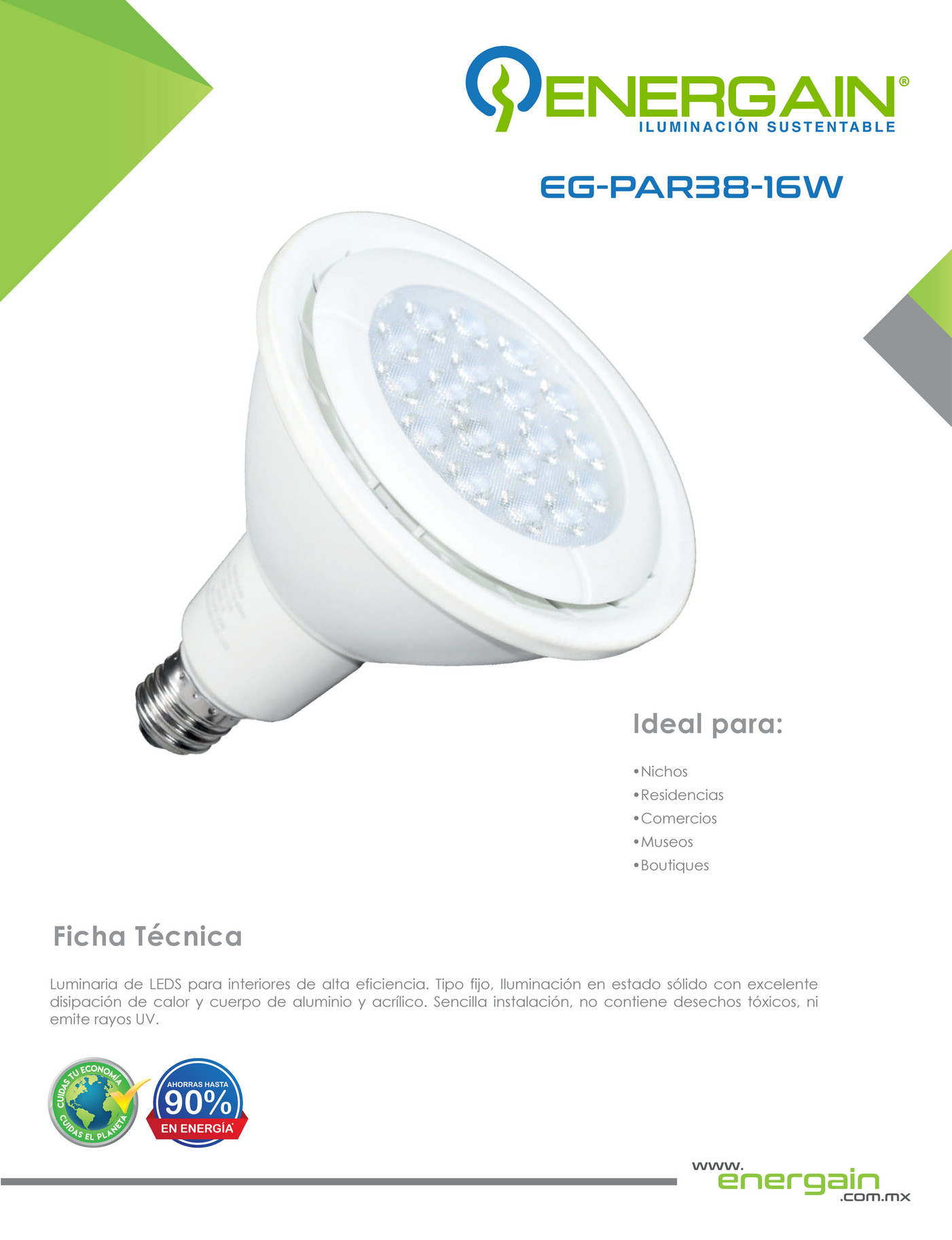 energain - FT-EG-PAR38-16W_ - Página 1 - Created with Publitas.com