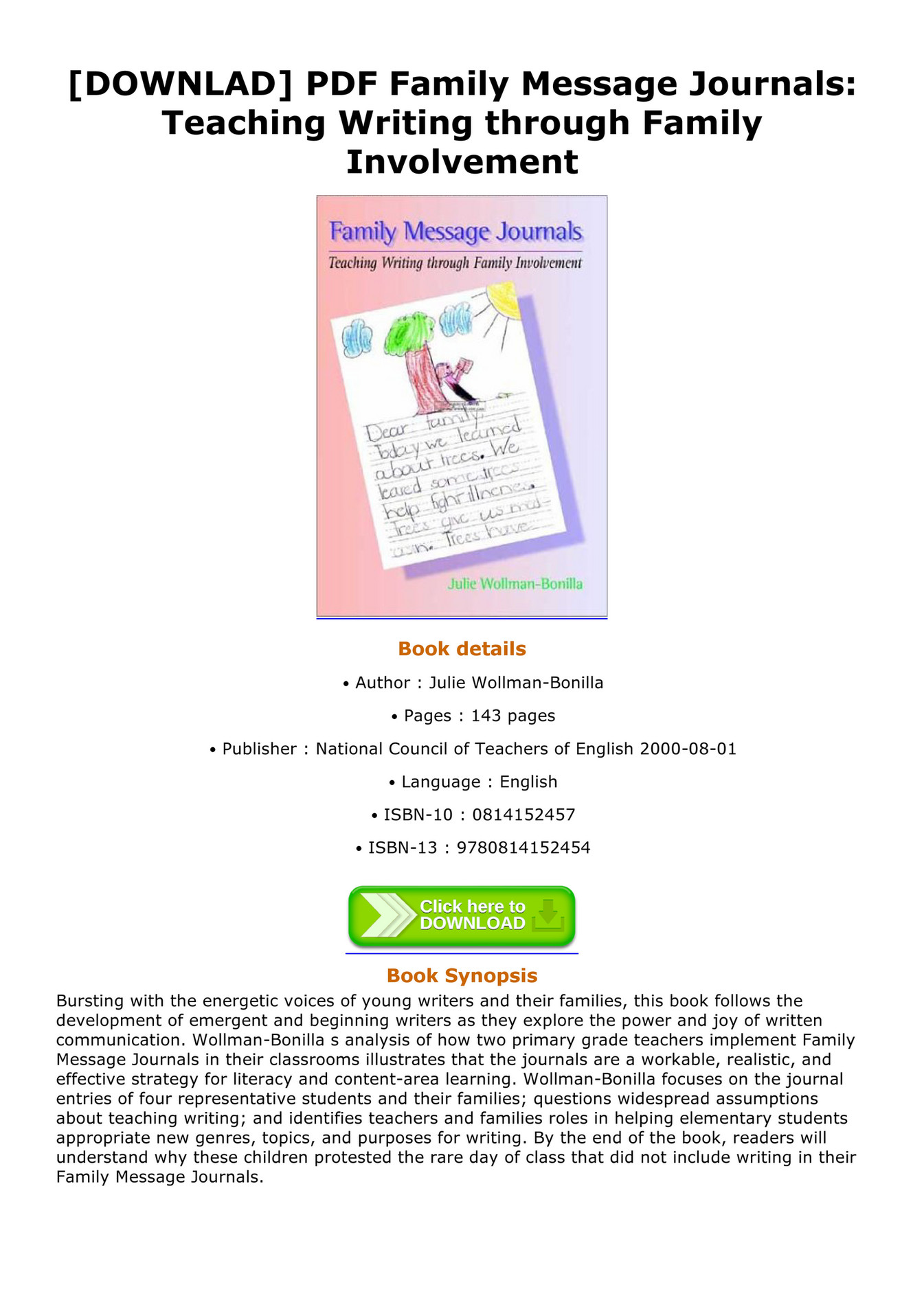 Erin - DOWNLAD PDF Family Message Journals Teaching Writing through ...