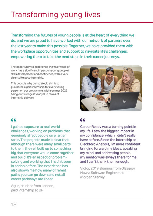 Career Ready - Career Ready 2023 Impact Report - Page 18-19 - Created with Publitas.com