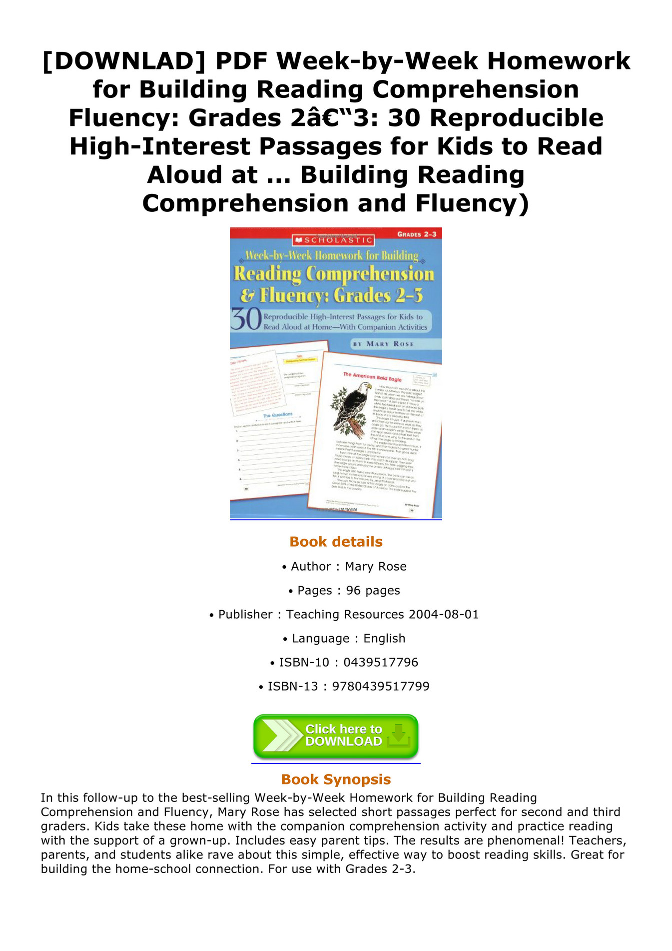 Norris - DOWNLAD PDF Week by Week Homework for Building Reading ...