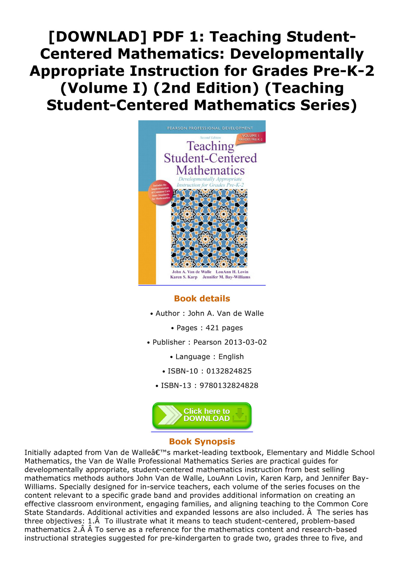 Brixey - DOWNLAD PDF 1 Teaching Student Centered Mathematics ...