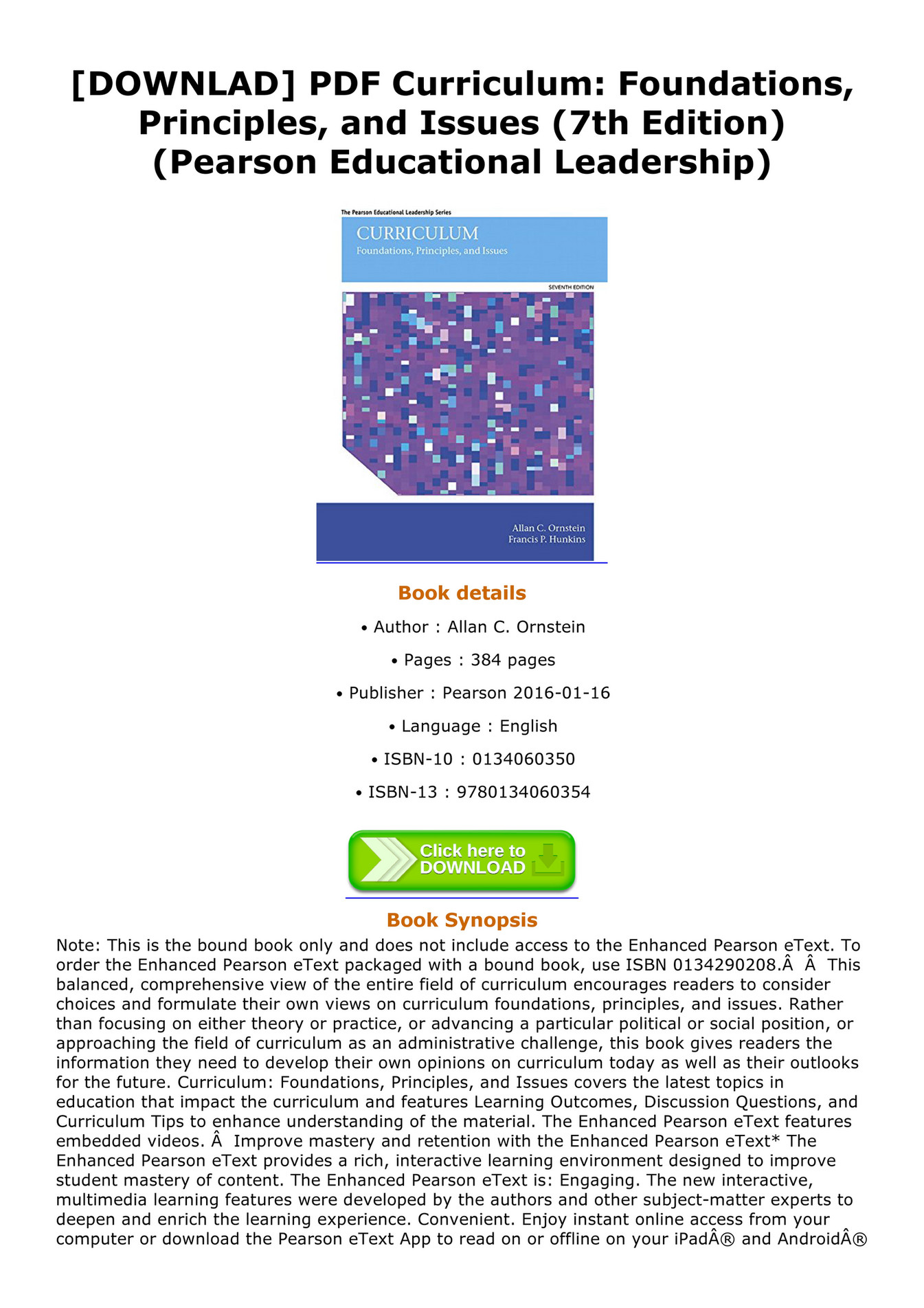 Jake - DOWNLAD PDF Curriculum Foundations Principles and Issues 7th ...