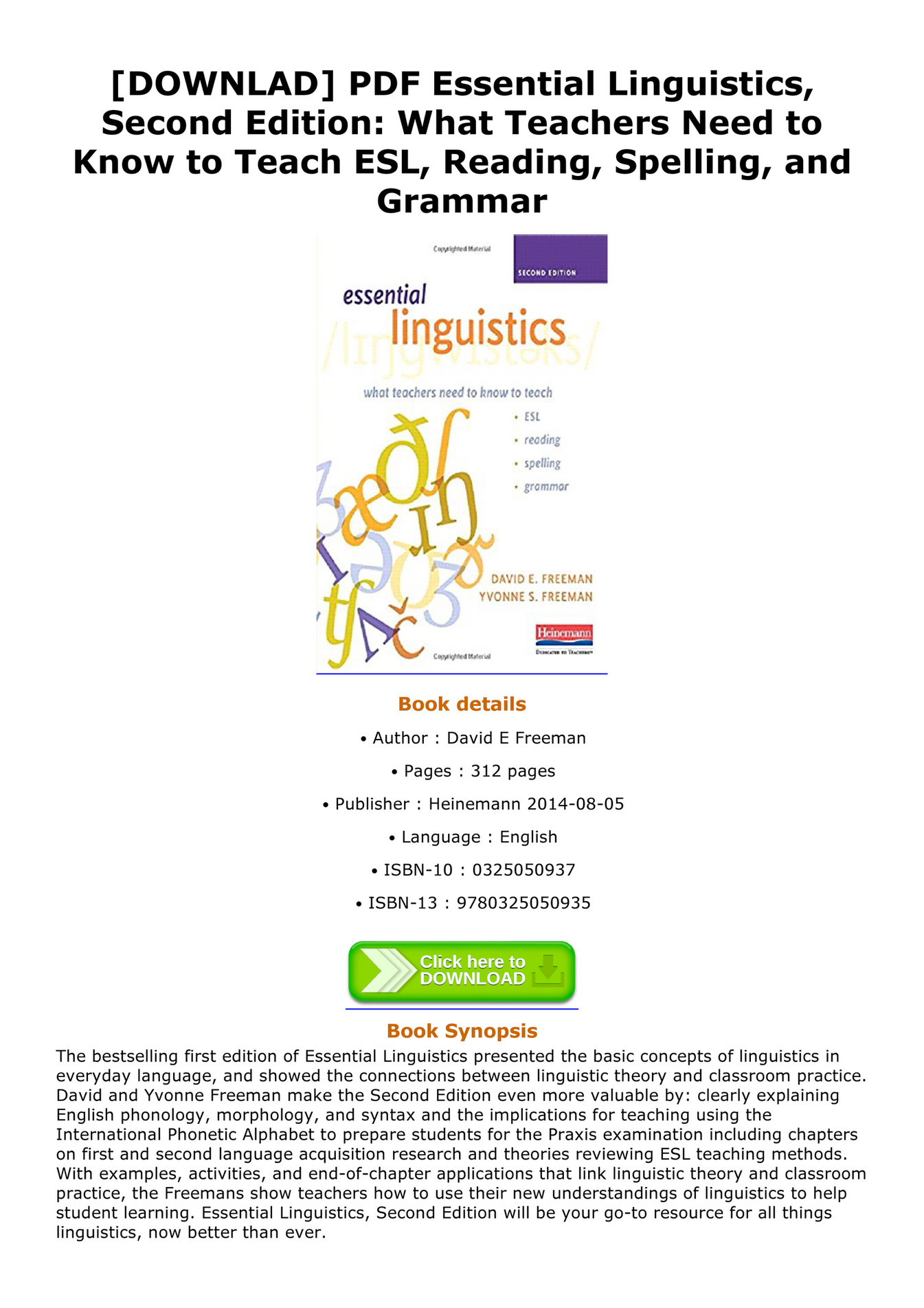 Alvaro - DOWNLAD PDF Essential Linguistics Second Edition What Teachers ...