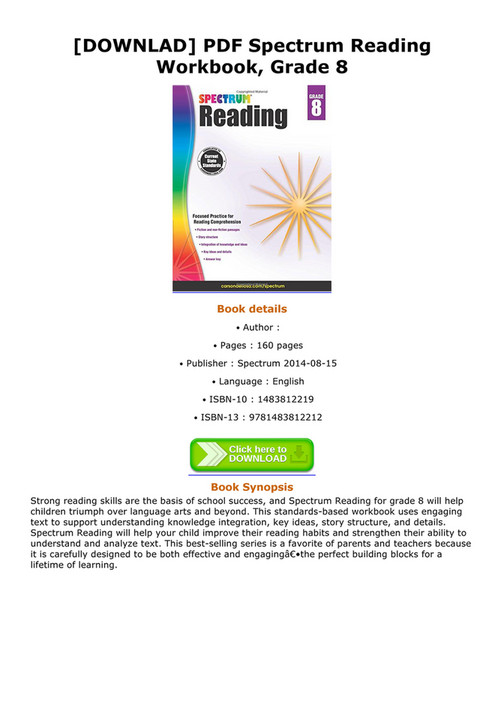 Thurman - DOWNLAD PDF Spectrum Reading Workbook Grade 8 - Page 1 ...